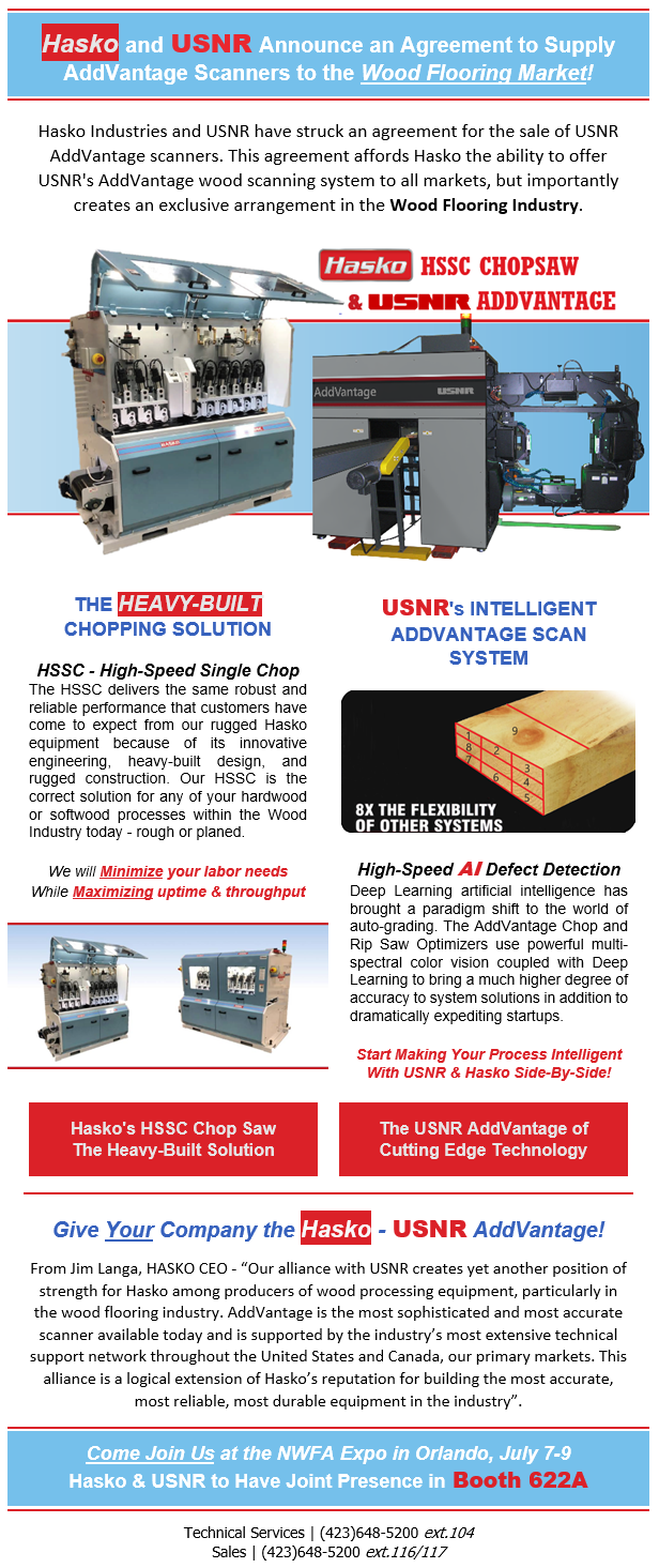 Hasko & USNR Bring AddVantage Scanners to the Wood Flooring Industry ...